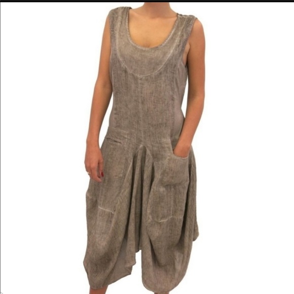 Tempo Paris | Dresses | Tempo Paris M Blue 0 Linen Made In Italy Dress ...